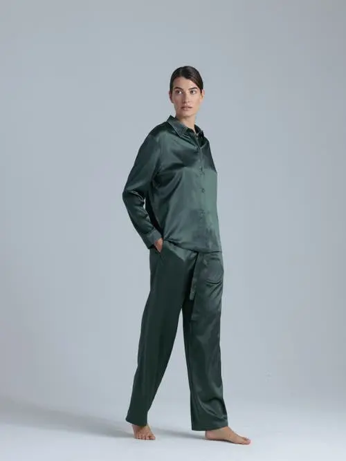 ALAS Silk Pajama Pants - Rich Green