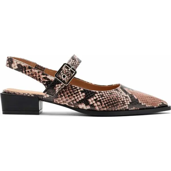 MARC NOLAN Chelsea Leather Slingback Block Heels - Brown Snake