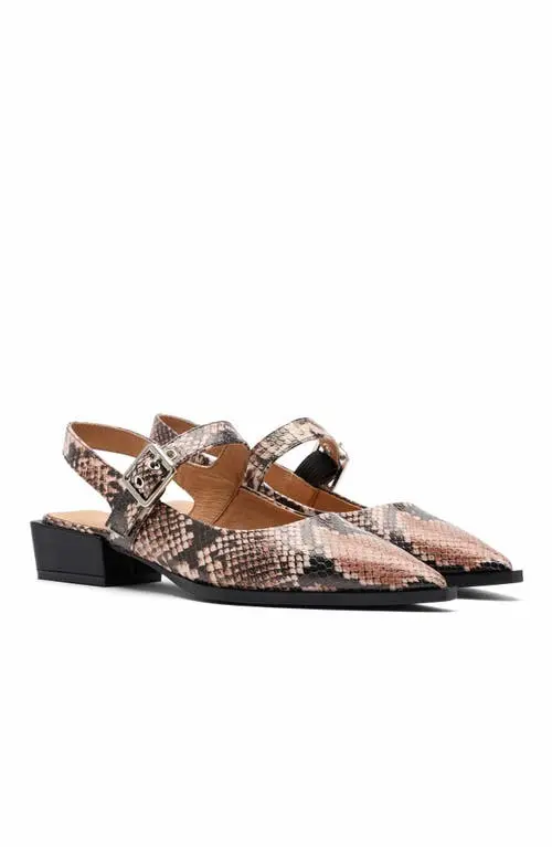 MARC NOLAN Chelsea Leather Slingback Block Heels - Brown Snake
