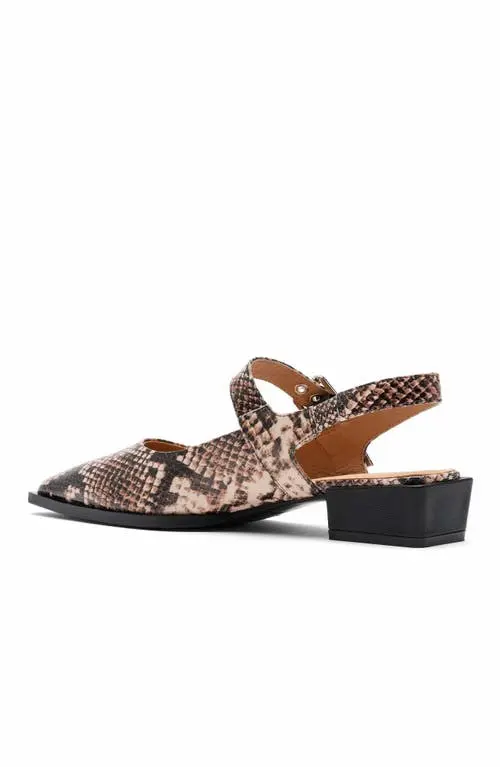 MARC NOLAN Chelsea Leather Slingback Block Heels - Brown Snake