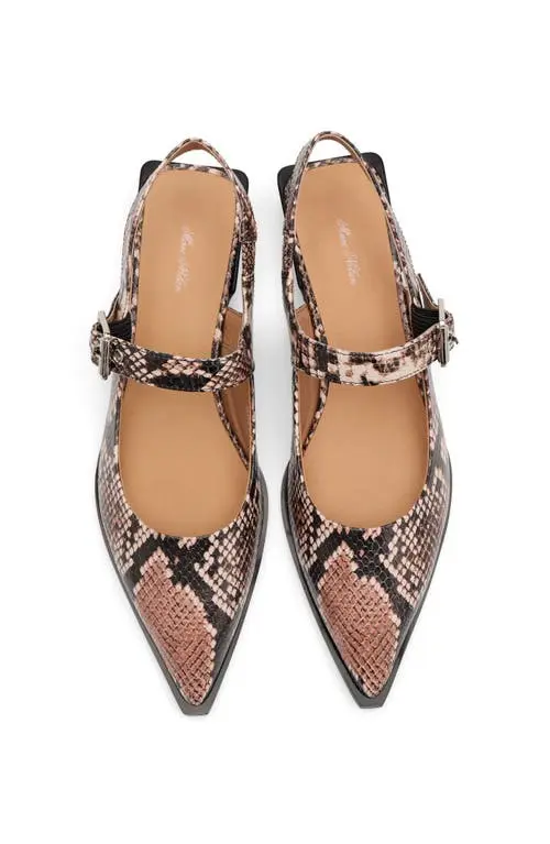 MARC NOLAN Chelsea Leather Slingback Block Heels - Brown Snake