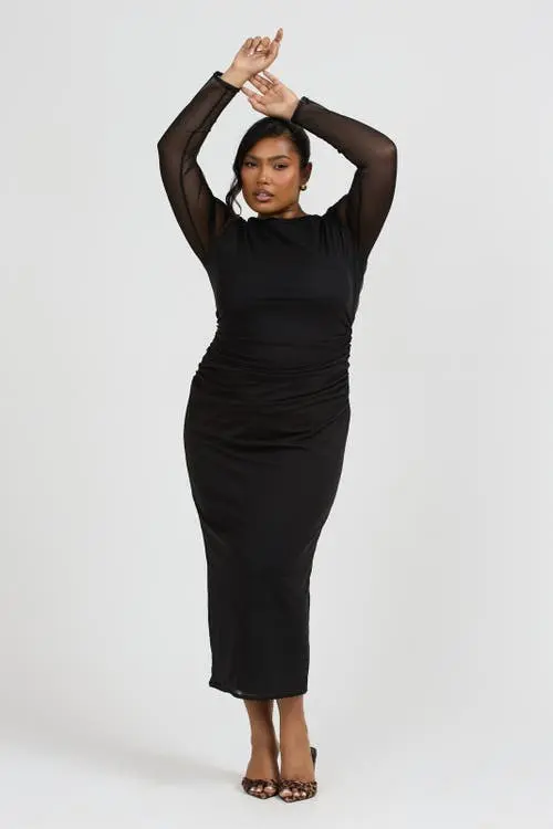 FASHION-SZN CURVE Long Sleeved Midaxi Dress