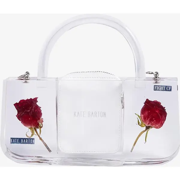 KATE BARTON Floating Rose Top Handle Bag - Clear