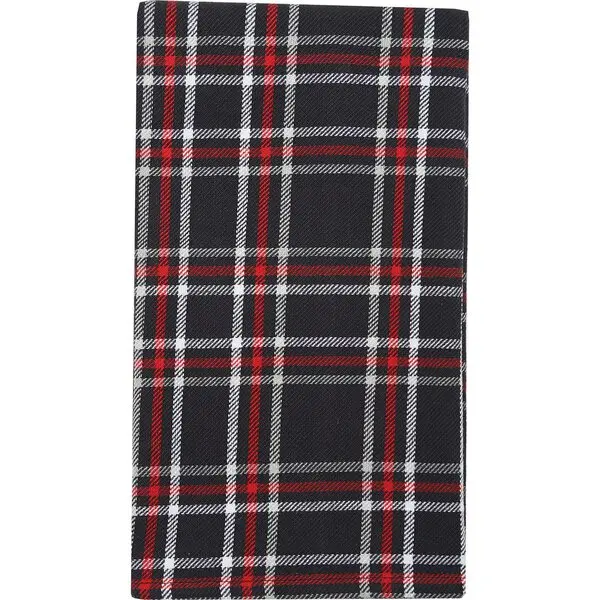 C&F HOME 27' X 18" Poinsetta Plaid Woven Cotton Kitchen Dish Towel Red White And Plaid - Black