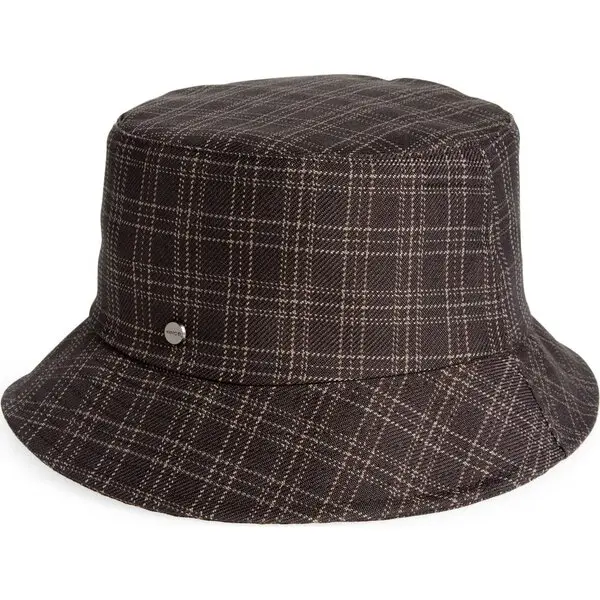 Vince Kirkby Plaid Wool Blend Bucket Hat - Charcoal