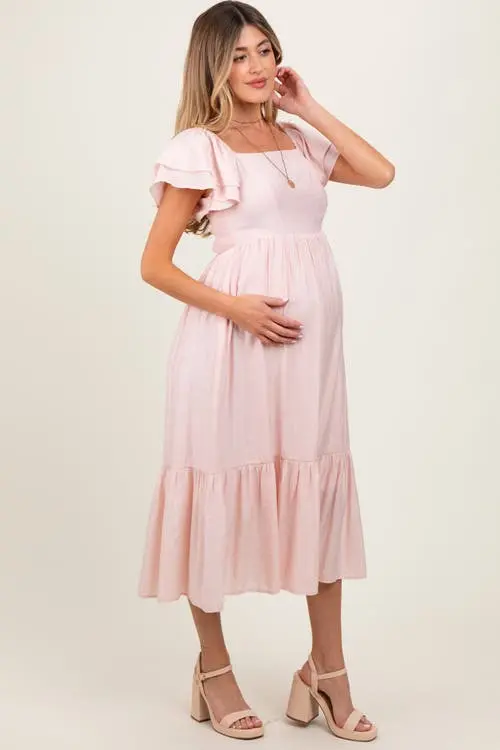 PINKBLUSH Flutter Sleeve Midi Dress