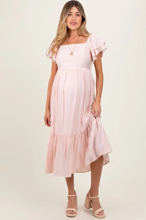PINKBLUSH Flutter Sleeve Midi Dress