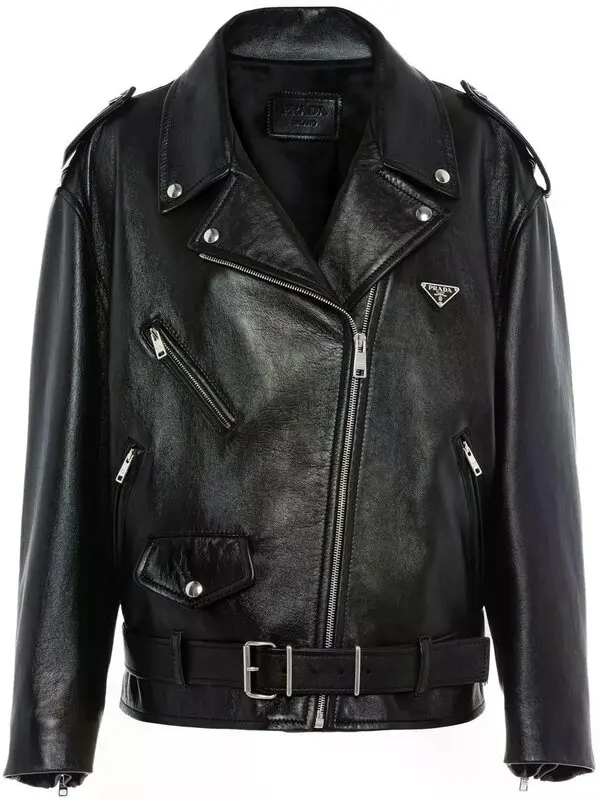 Prada Triangle-plaque Leather Jacket