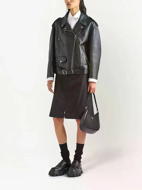 Prada Triangle-plaque Leather Jacket