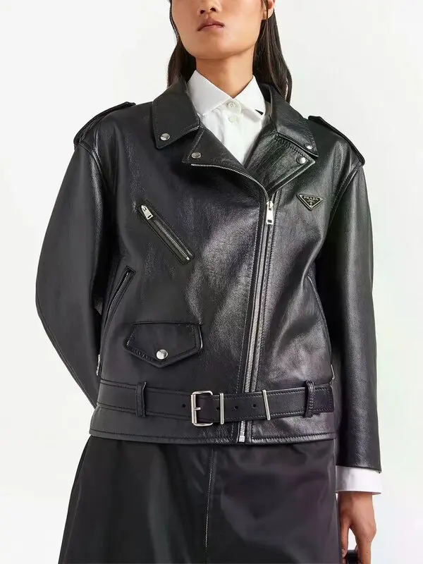 Prada Triangle-plaque Leather Jacket