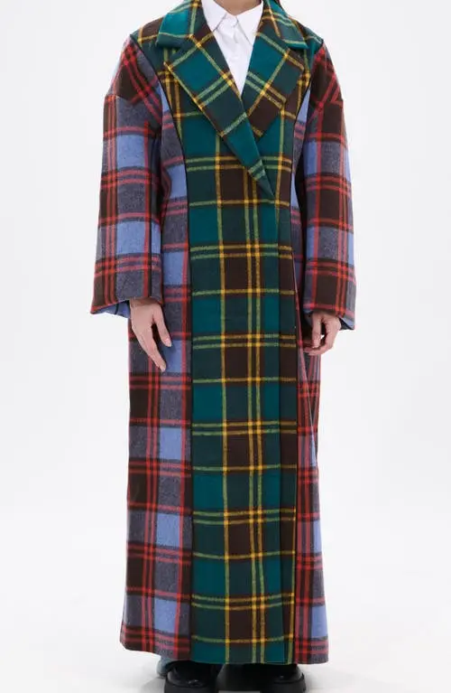 AZALEA WANG Oversized Plaid Trench Coat