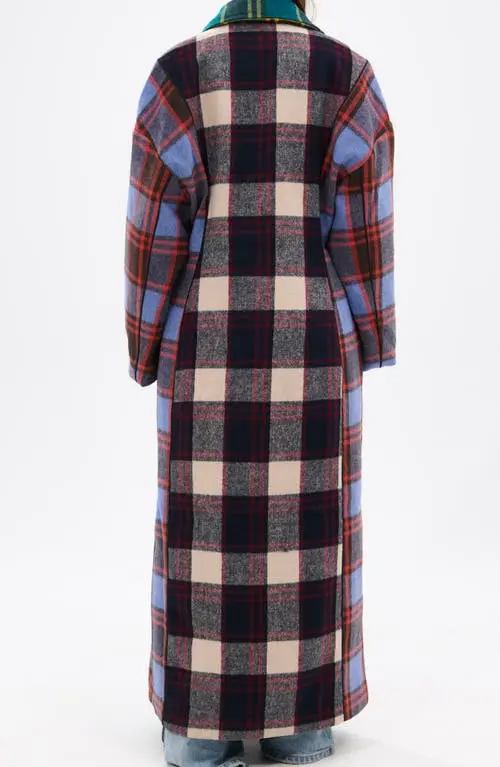 AZALEA WANG Oversized Plaid Trench Coat