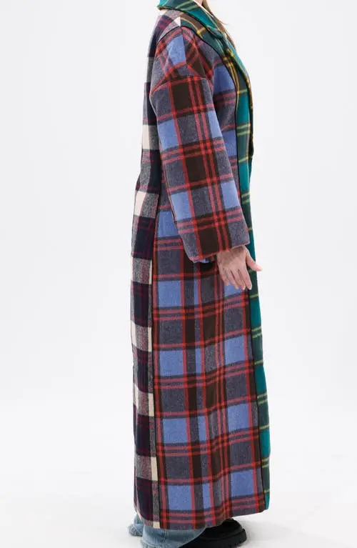 AZALEA WANG Oversized Plaid Trench Coat
