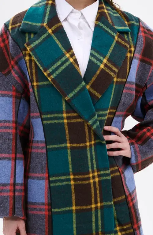 AZALEA WANG Oversized Plaid Trench Coat