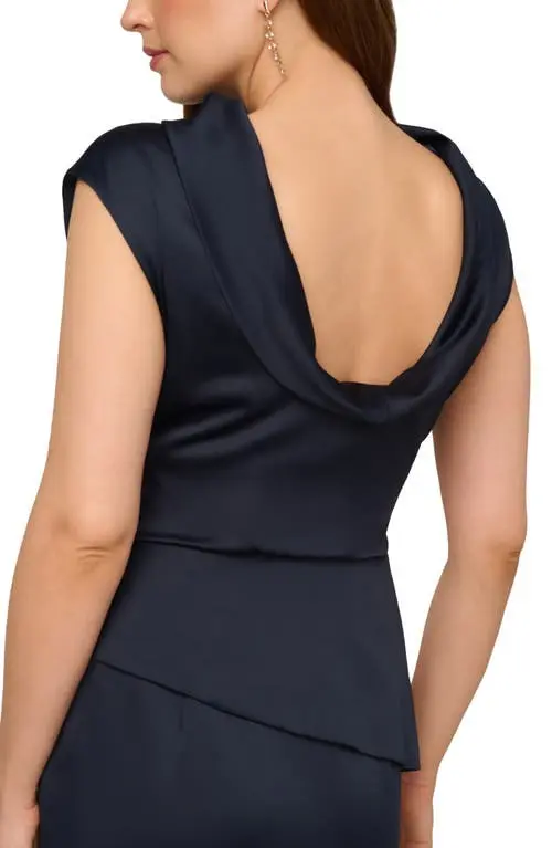 Adrianna Papell Popover Satin Crepe Gown