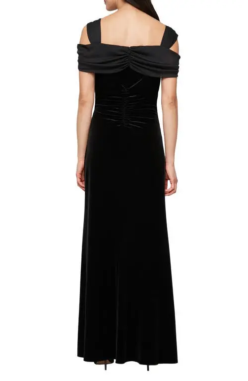 Alex Evenings Cold Shoulder Velvet Gown