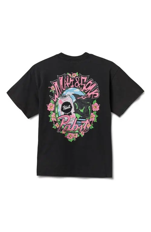 MAUI & SONS X Pabst Blue Ribbon Shark Can Graphic T-shirt - Black