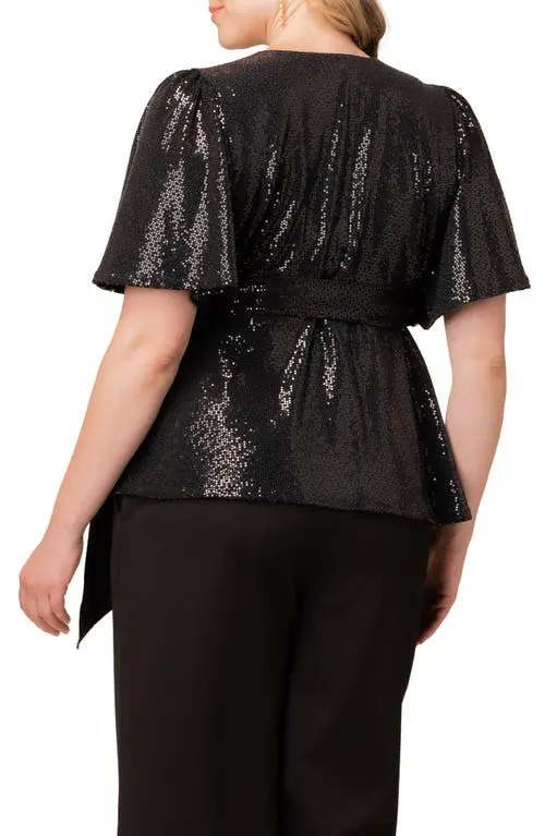 KIYONNA Sequin Wrap Top
