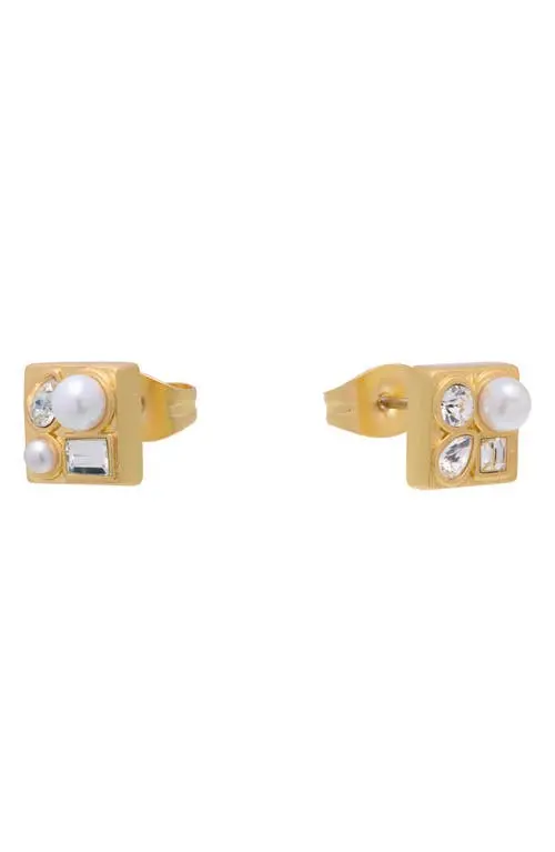 REISS Stud Earrings - Gold Tone/pearl/clear