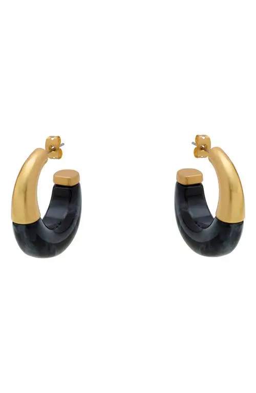 REISS Samira Hoop Earrings - Gold Tone/black Marble