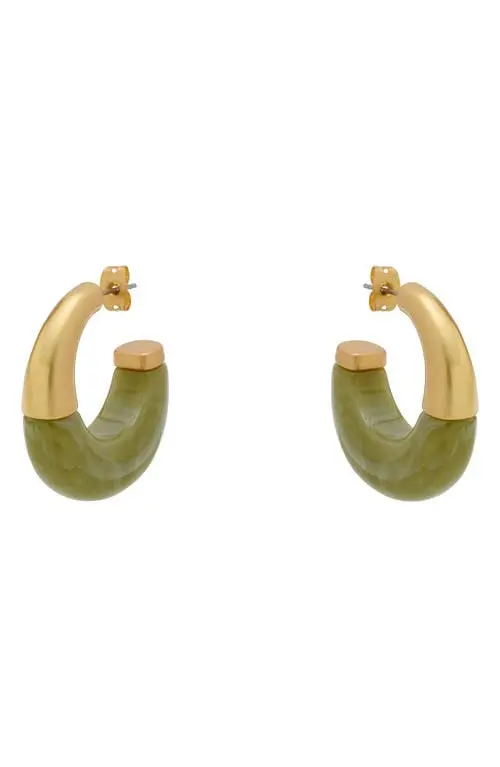 REISS Samira Hoop Earrings - Gold Tone/olive