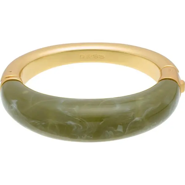 REISS Salma Scoop Bangle Bracelet - Gold Tone/olive