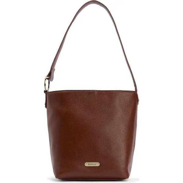 Barbour Leather Bucket Tote - Brown