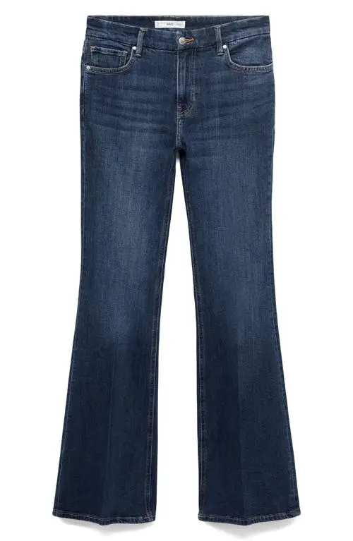 Mango High Waist Flare Leg Jeans - Dark Blue