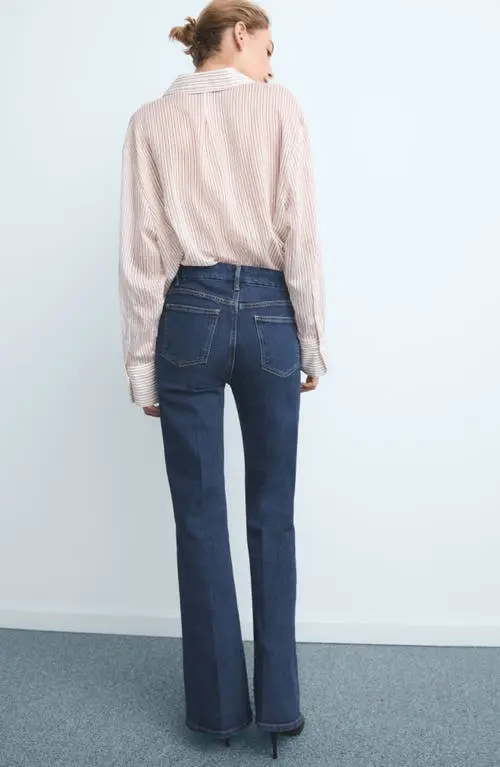 Mango High Waist Flare Leg Jeans - Dark Blue
