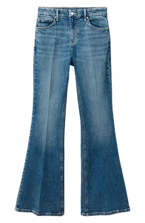 Mango High Waist Flare Leg Jeans - Medium Blue