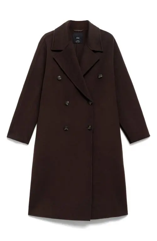 Mango Picarol Wool-blend Double-breasted Coat - Chocolate