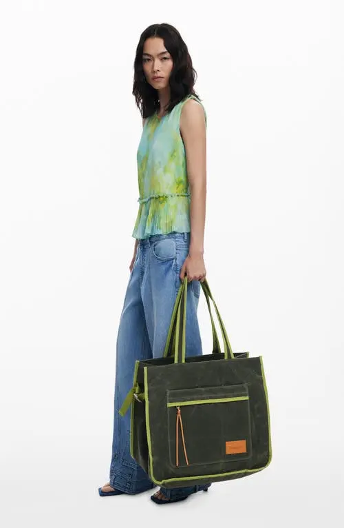 Desigual Canvas Shopper Tote Bag