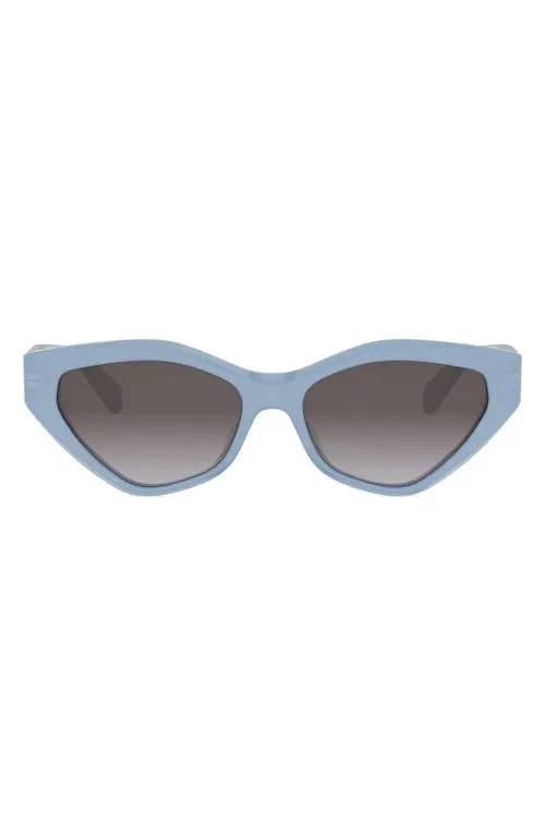 Celine Triomphe 17 56mm Cat Eye Sunglasses - Shiny Light Blue/smoke