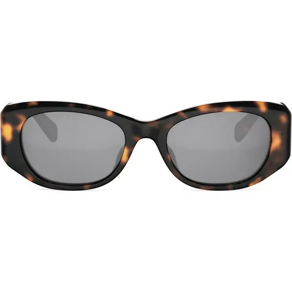 Celine 3 Dots 54mm Oval Sunglasses - Dark Havana/smoke