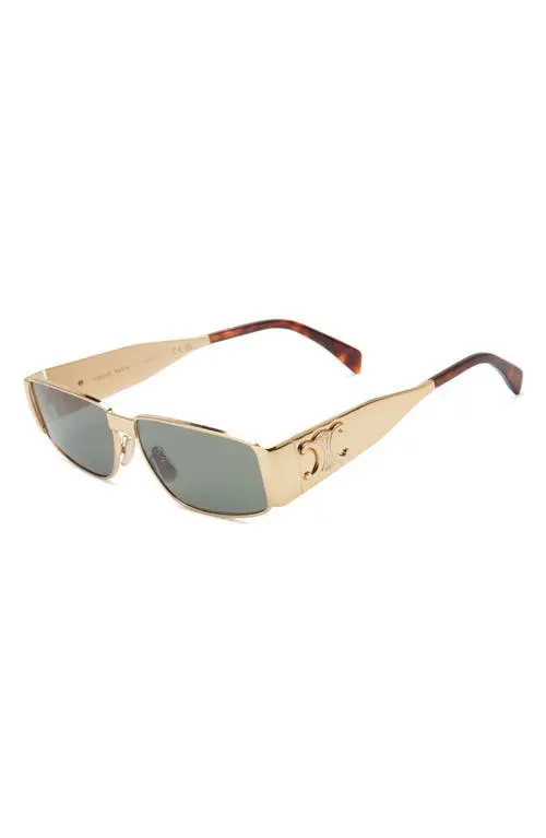 Celine Triomphe 06 59mm Rectangular Sunglasses - Shiny Endura Gold/green