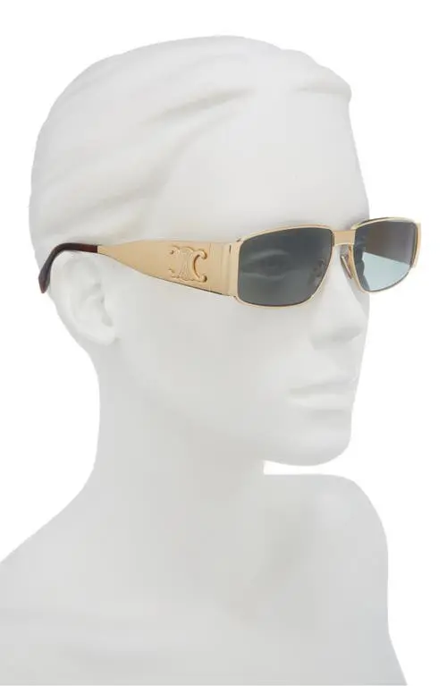 Celine Triomphe 06 59mm Rectangular Sunglasses - Shiny Endura Gold/green