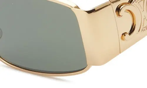 Celine Triomphe 06 59mm Rectangular Sunglasses - Shiny Endura Gold/green