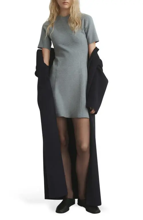 Mango Domino Seamed Minidress - Medium Heather Grey