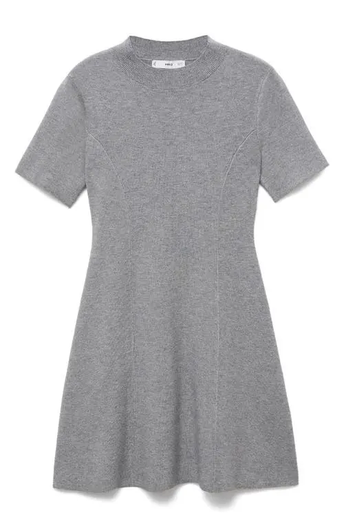 Mango Domino Seamed Minidress - Medium Heather Grey