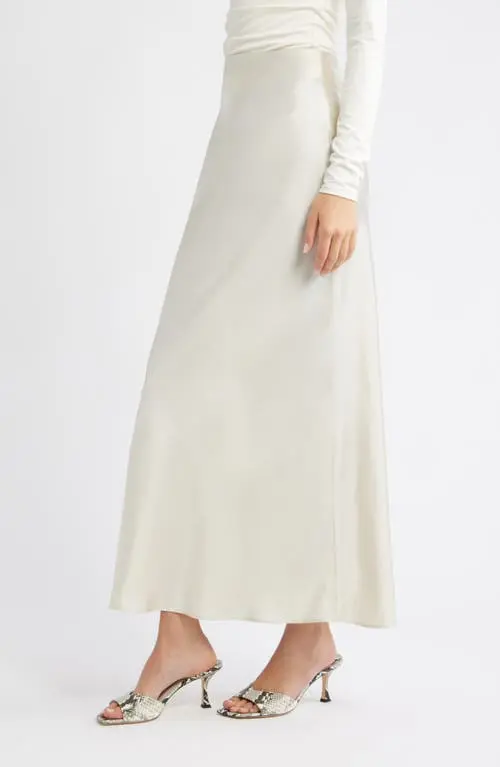 OPEN EDIT Satin A-line Maxi Skirt - Ivory Dove