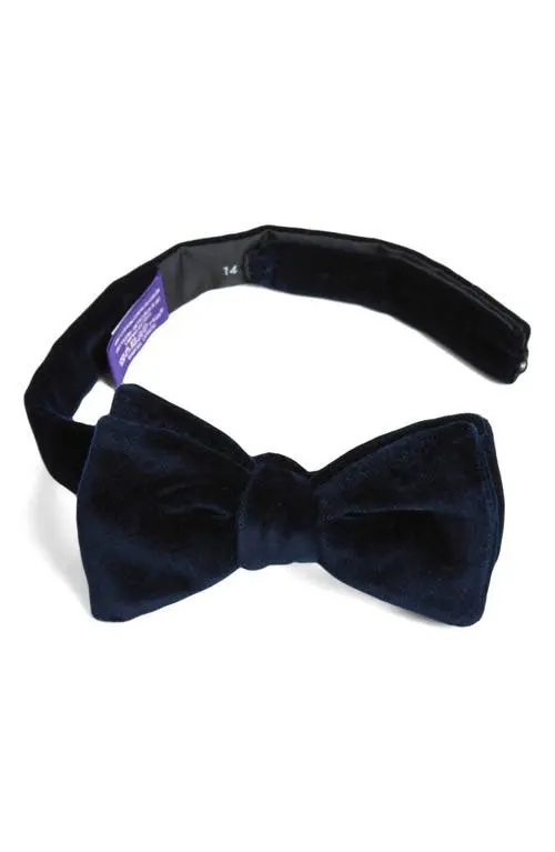 Ralph Lauren Purple Label Pre-tied Cotton Velveteen Bow Tie - New Navy