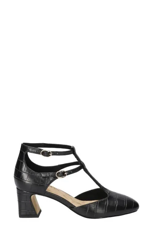 BELLA VITA Harpswell Ankle Strap Pumps - Black Croco