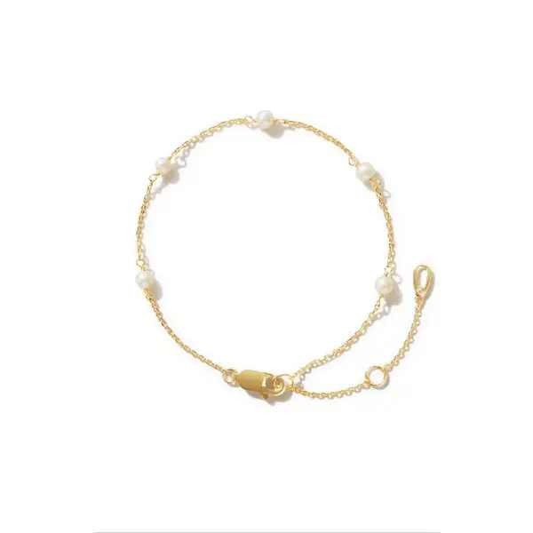 ANA LUISA 14k Gold Plated Pearl Station Bracelet - Gold/white