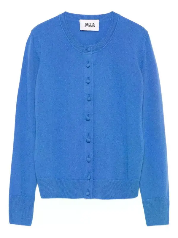 Alpha Studio Buttoned Wool Cardigan - Blue