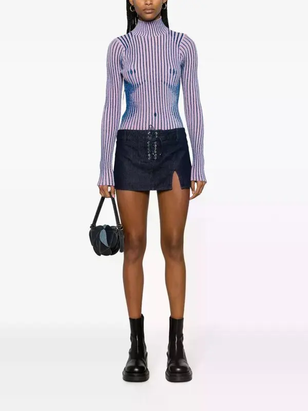 LUDOVIC DE SAINT SERNIN Side-slit Denim Skirt