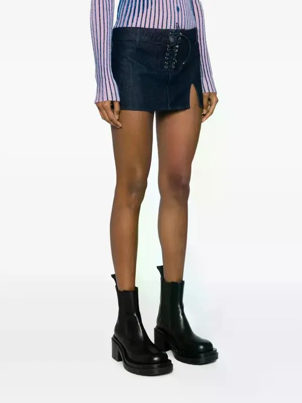 LUDOVIC DE SAINT SERNIN Side-slit Denim Skirt