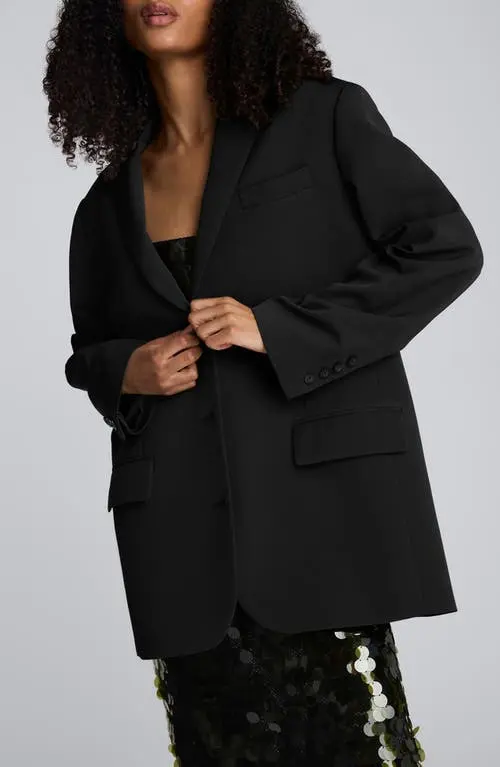 KENNETH COLE Three-button Boyfriend Blazer - Black