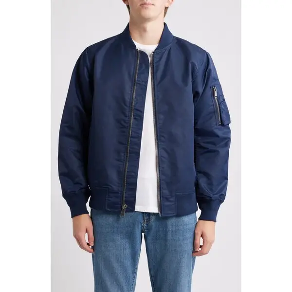 SCHOTT Satin Ma-1 Flight Jacket - Navy