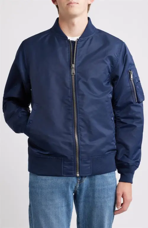 SCHOTT Satin Ma-1 Flight Jacket - Navy