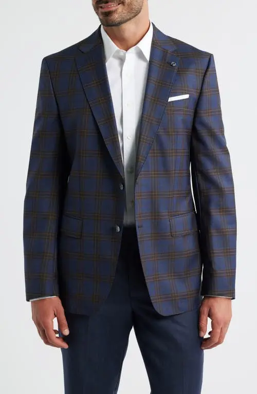 Hugo Boss Hutson Slim-fit Plaid Sport Coat - Dark Blue